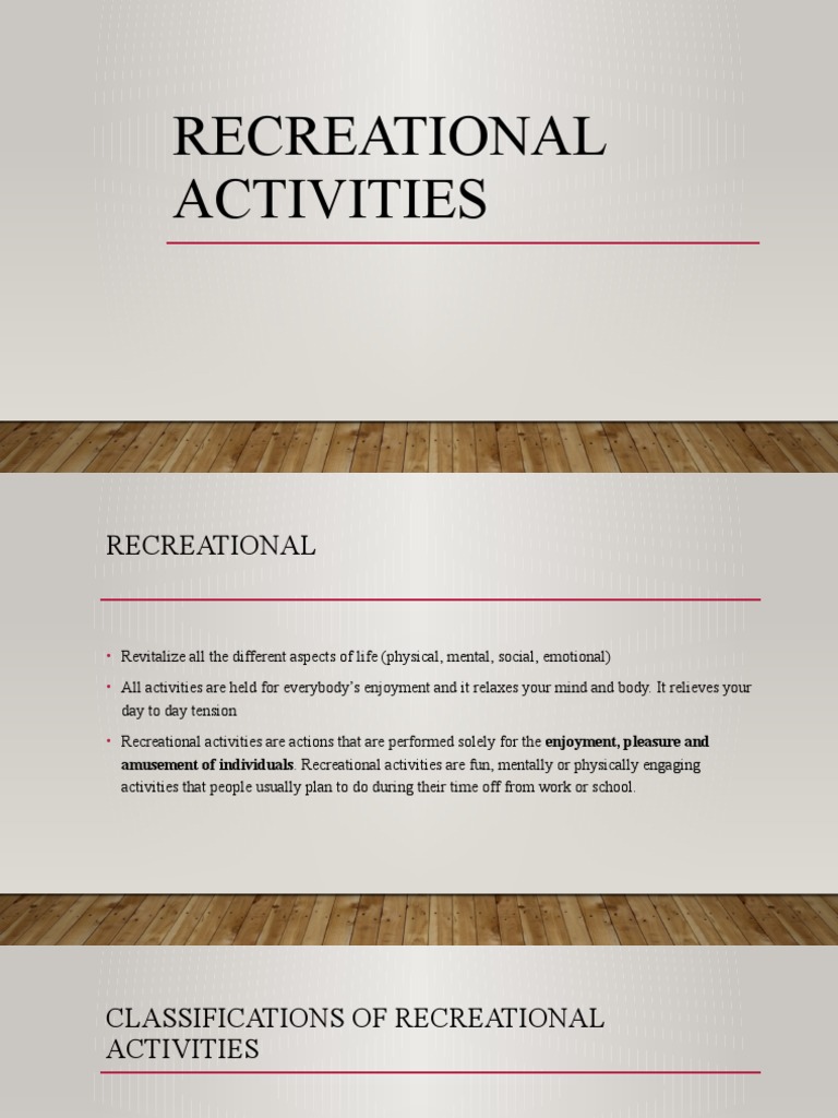 Grade 12 Recreational Activities | PDF | Recreation | Human Nature