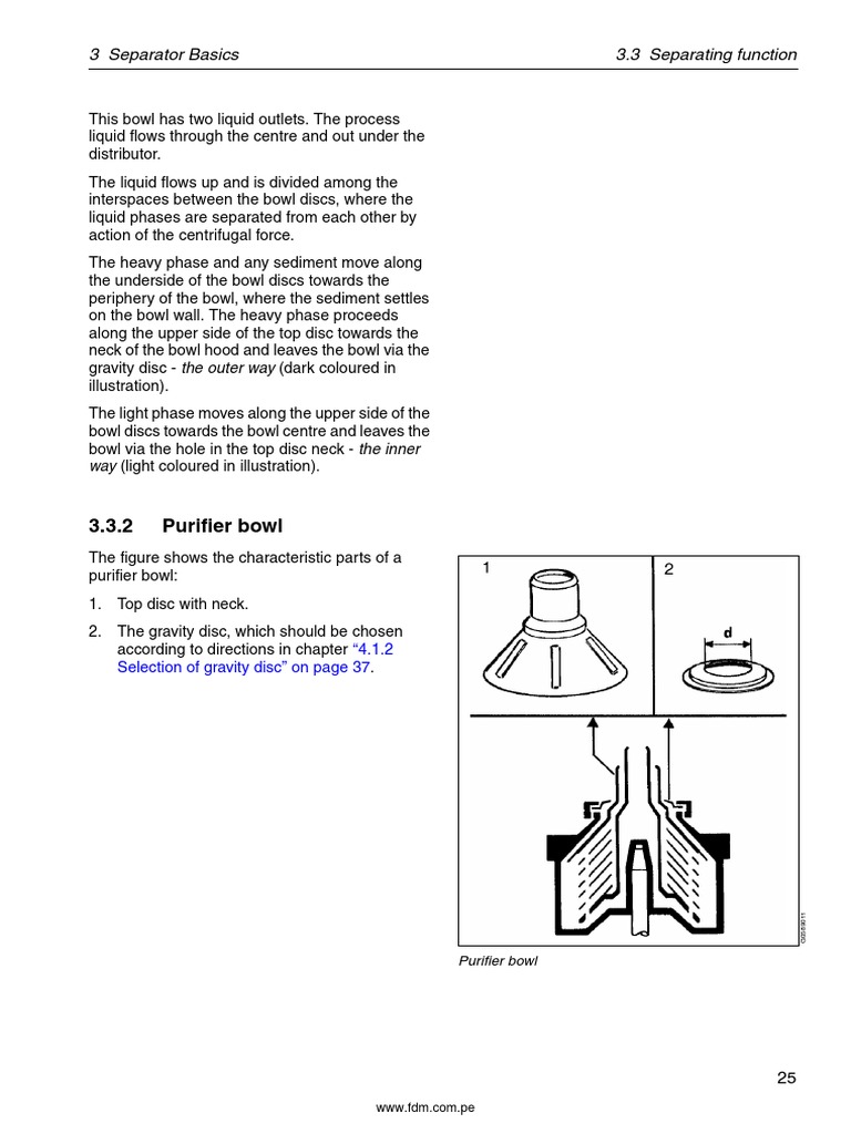 3 Separator Basics 3.3 Separating Function: 3.3.2 Purifier Bowl | PDF