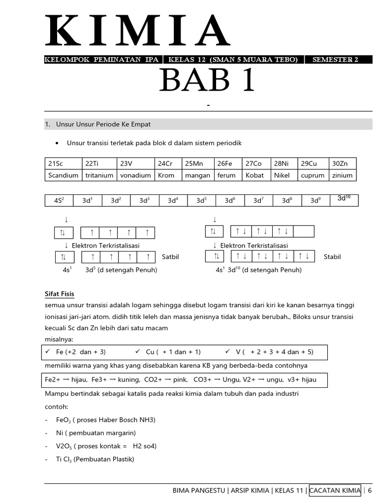 CATATAN KIMIA (K2 S1) Bima Pangestu Bag1 | PDF