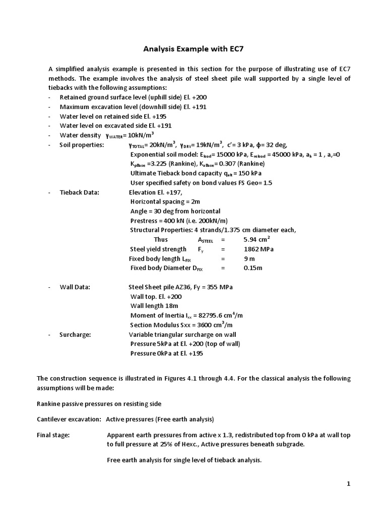 Analysis Example With EC7: Water 3 3 DRY 3 | PDF | Pressure ...