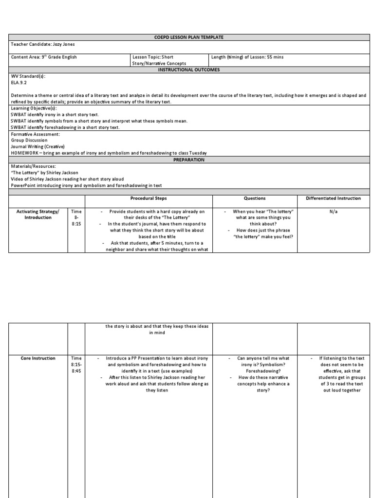 5 Day Lesson Plan | PDF | Differentiated Instruction | Lesson Plan