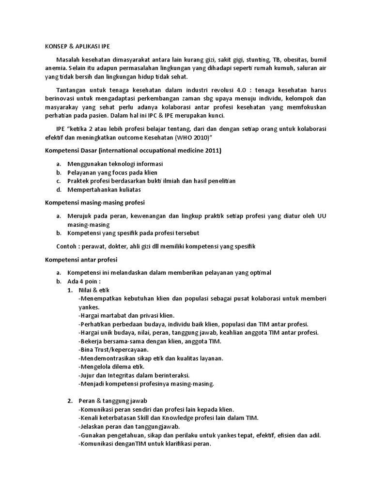 Resume KONSEP IPE-IPC | PDF