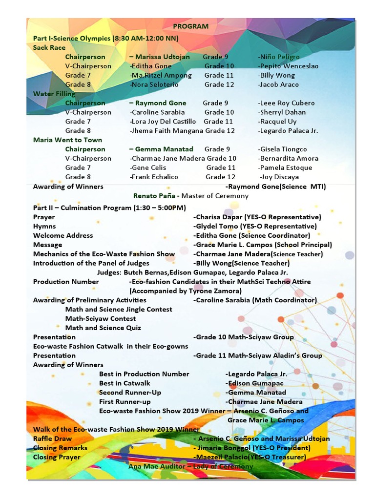 Mathsci Culmination Program | PDF | Fashion | Science