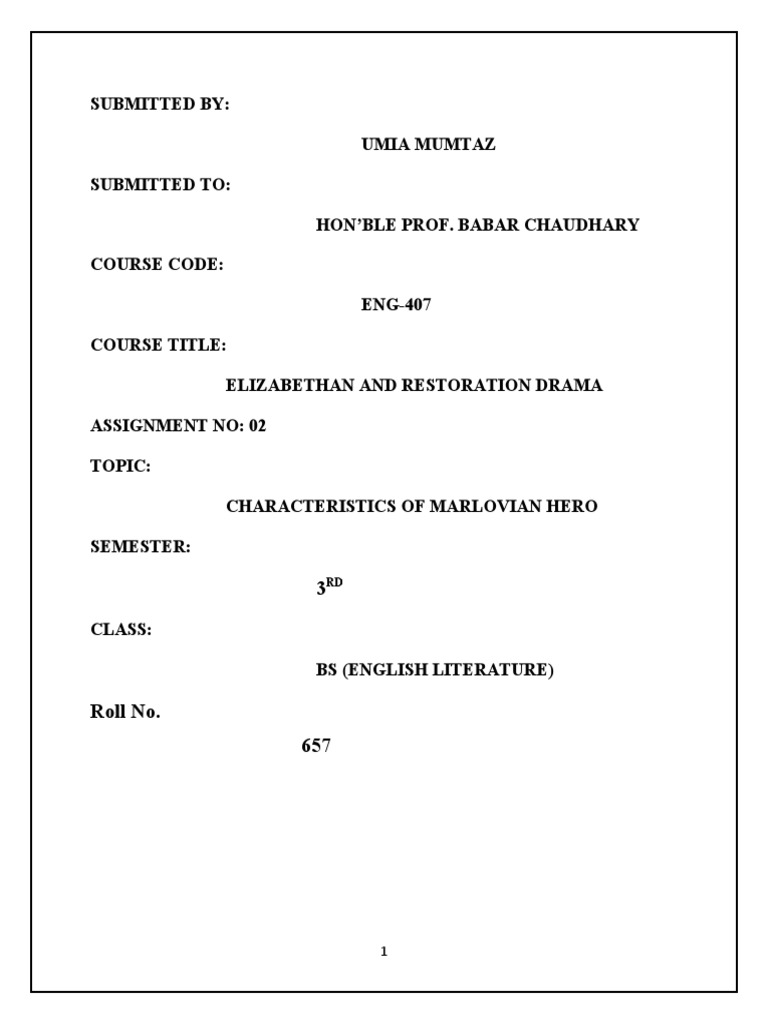 Characteristics of the Marlovian Hero | PDF | Christopher Marlowe | Tragedy