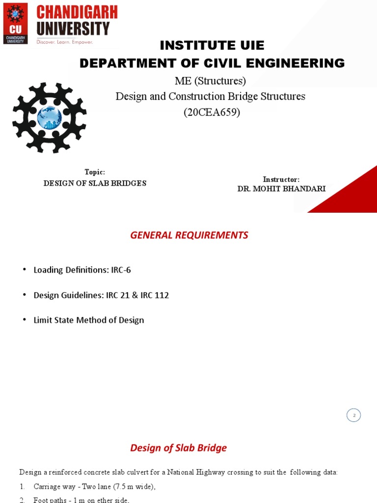 UNIT-2 (Lecture-1) Design of Slab Bridges | PDF | Bridge | Reinforced ...