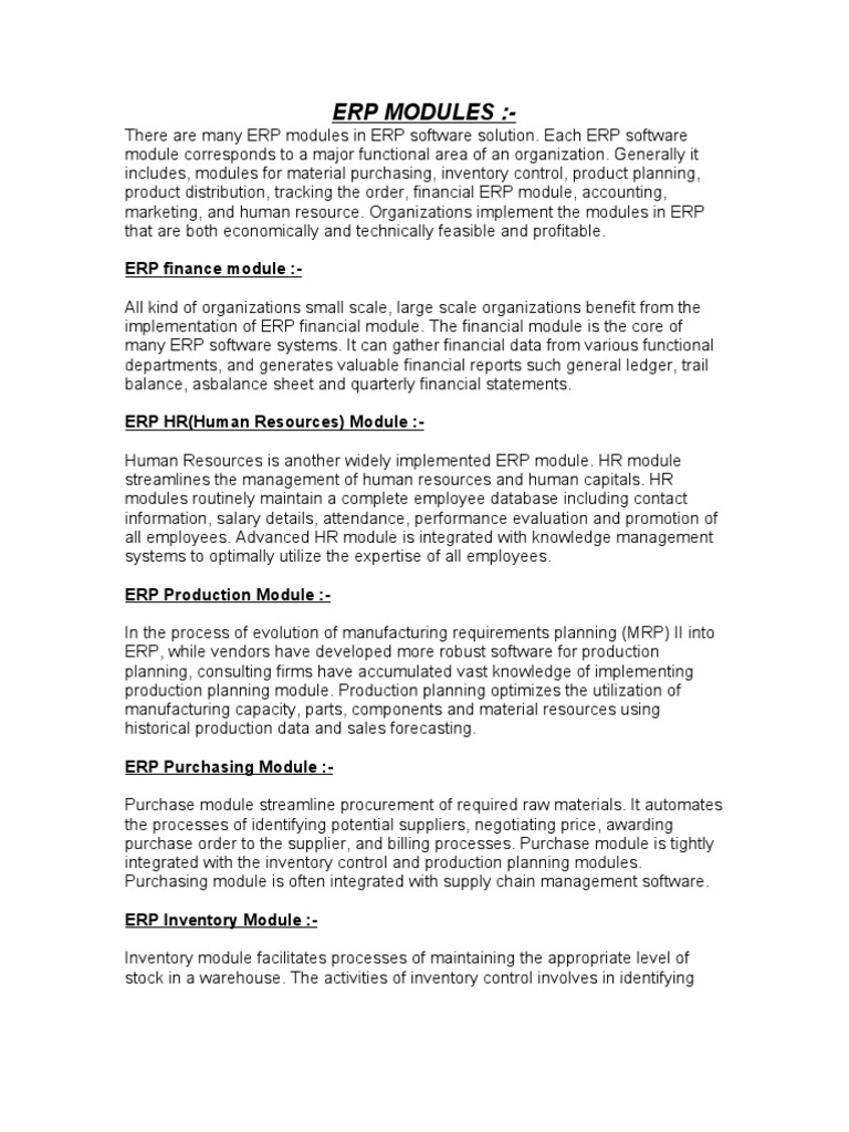 ERP Modules | PDF | Enterprise Resource Planning | Inventory