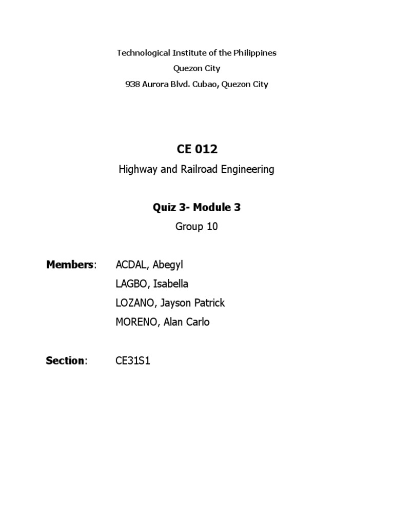 Highway and Railroad Engineering: Quiz 3-Module 3 | PDF | Corrosion ...