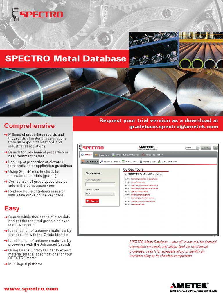 SPECTRO Metal Database Int 2018 | PDF | Libraries | Metals
