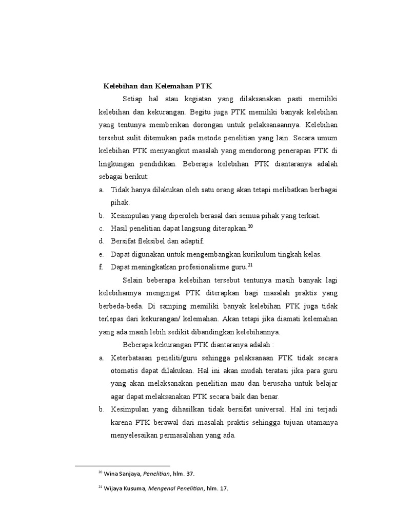 Kelebihan Dan Kelemahan PTK | PDF