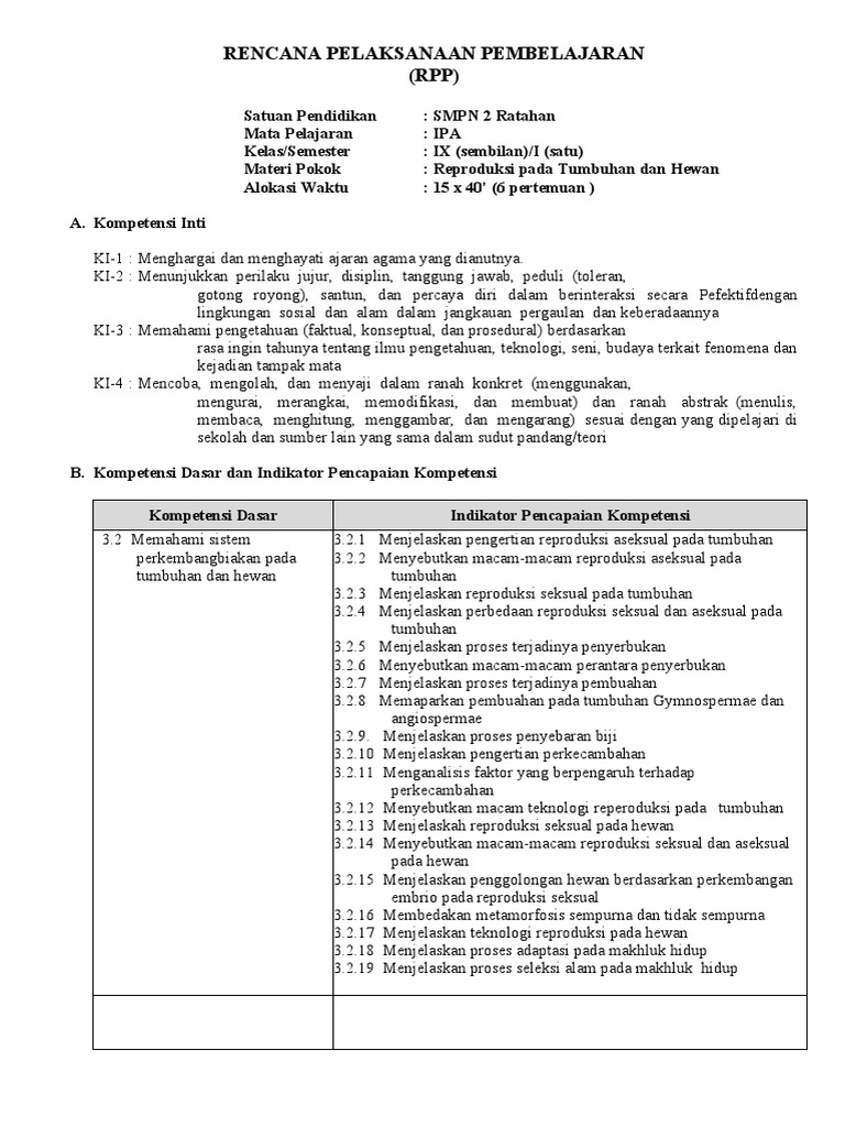 RPP Ipa Kelas 9 Bab 2 | PDF | Sains & Matematika