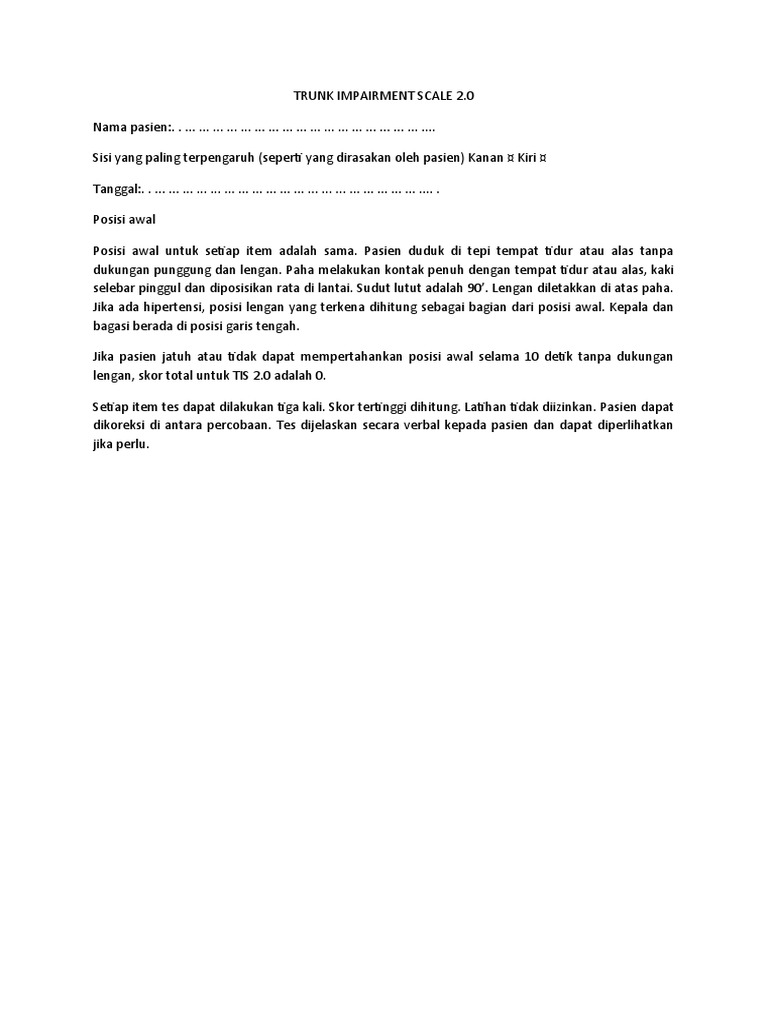 Trunk Impairment Scale | PDF