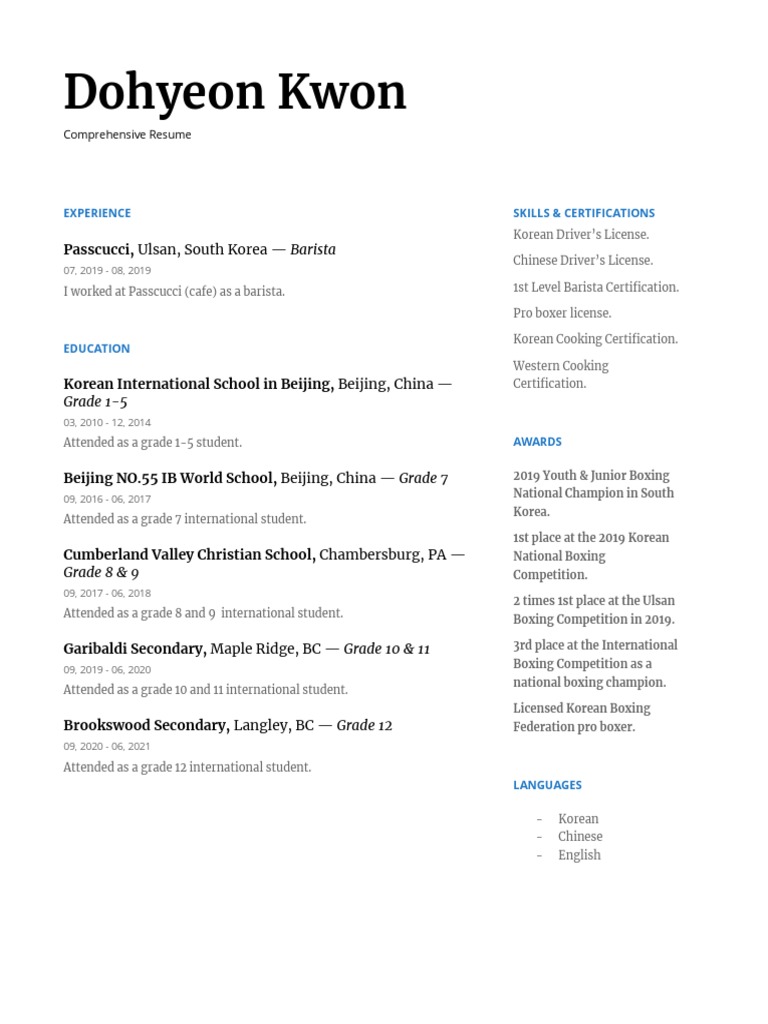 Dohyeon Kwon: Grade 1-5 | Download Free PDF | Students | Educational Stages