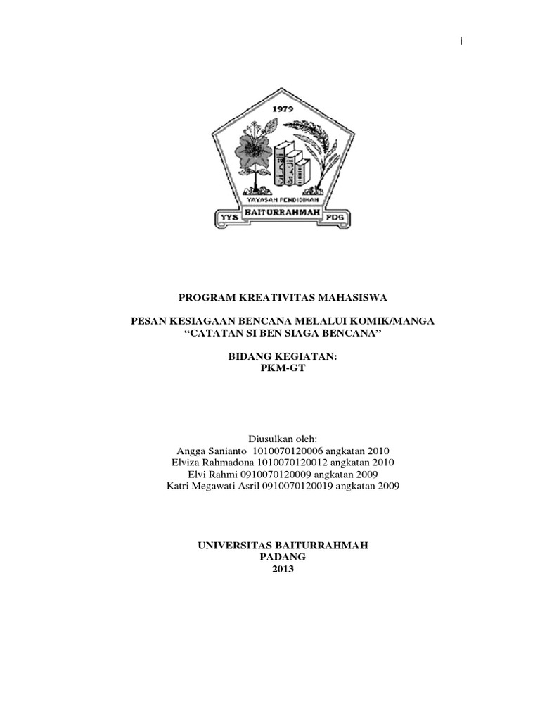 Ok-Contoh Proposal PKM-GT FKM Universitas Baiturrahmah 2013 | PDF