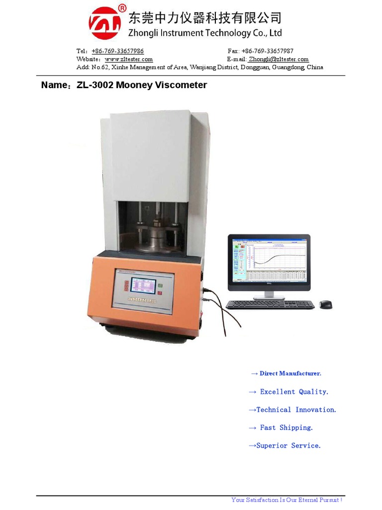 ZL-3002 Mooney Viscometer | PDF | Metrology | Physical Quantities