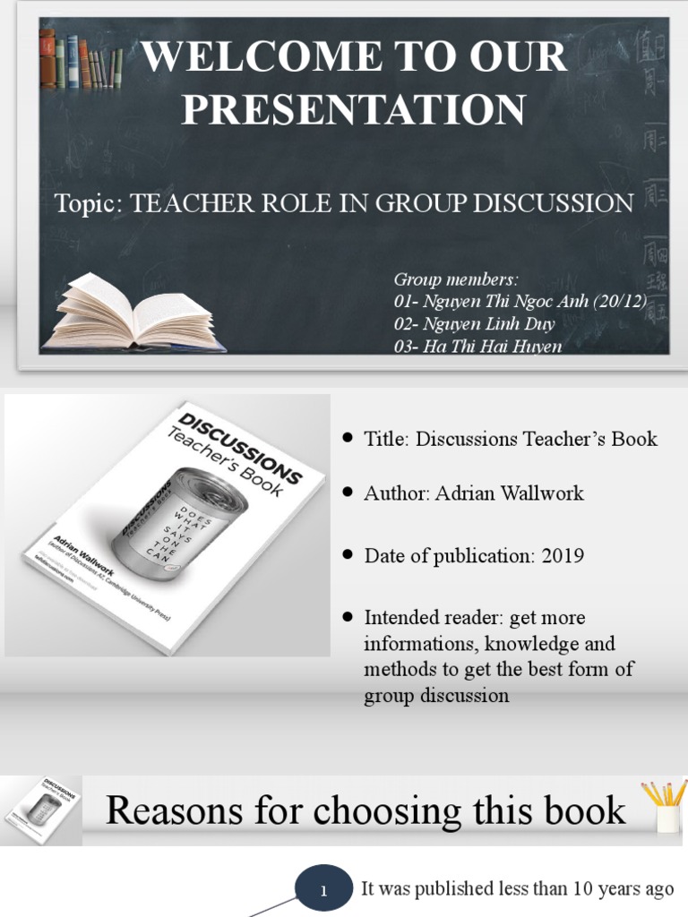 Welcome To Our Presentation: Topic: Teacher Role in Group Discussion ...