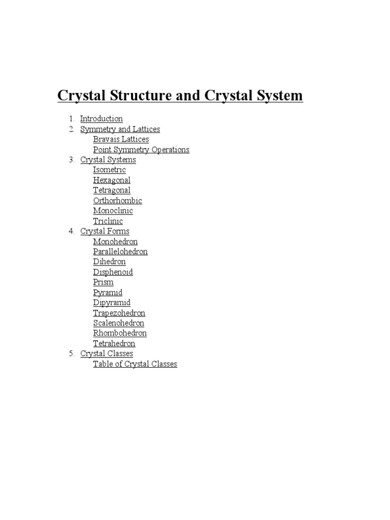Crystal Structure and Crystal System | PDF | Crystal Structure | Biophysics