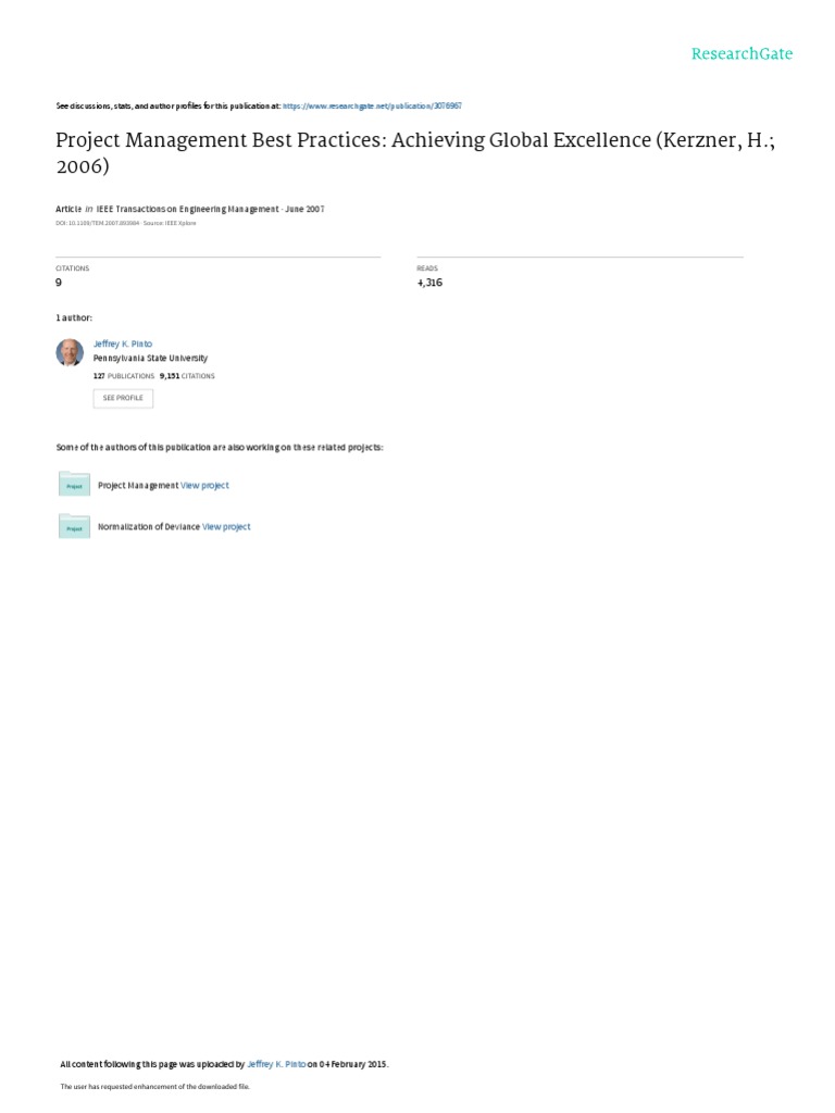 Project Management Best Practices Achieving Global | PDF