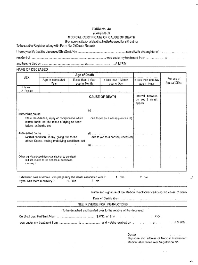 Medical Certification of Cause of Death | PDF