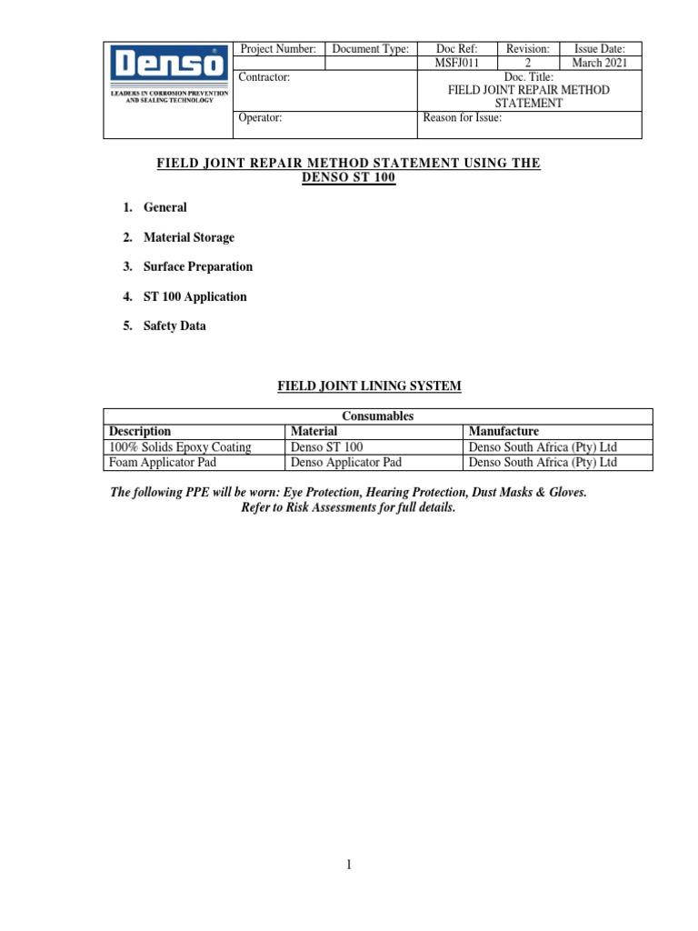 MSFJ013B - Denso - ST 100 Epoxy | PDF | Paint | Specification ...