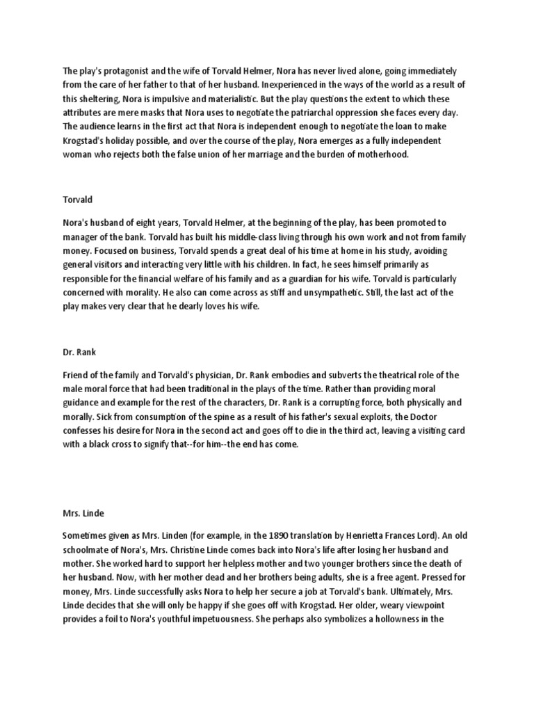Main Characters in A Doll's House | PDF | A Doll's House