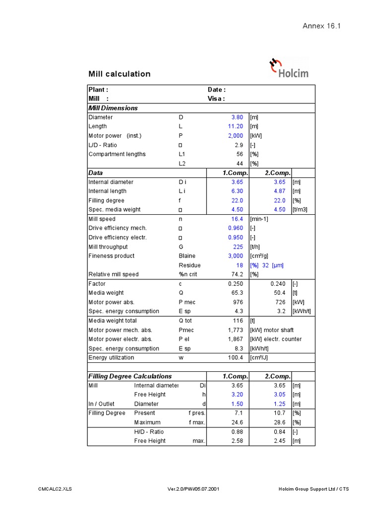 Ball Filling Degree Mill Calculation | PDF | Electric Power | Physics