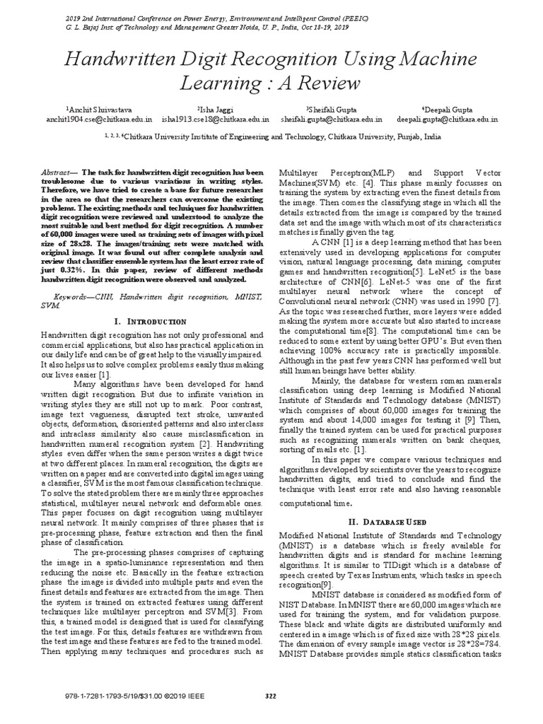 Hand Written Digit Recognition | PDF | Computational Neuroscience ...