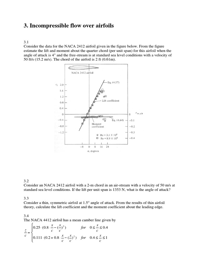 Incompressible Flow Over Airfoils: C X For C X C X Z | PDF | Airfoil ...