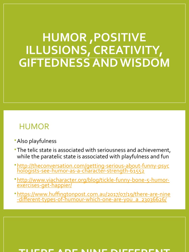 Humor, Positive Illusions, Creativity, Giftedness and Wisdom | PDF ...