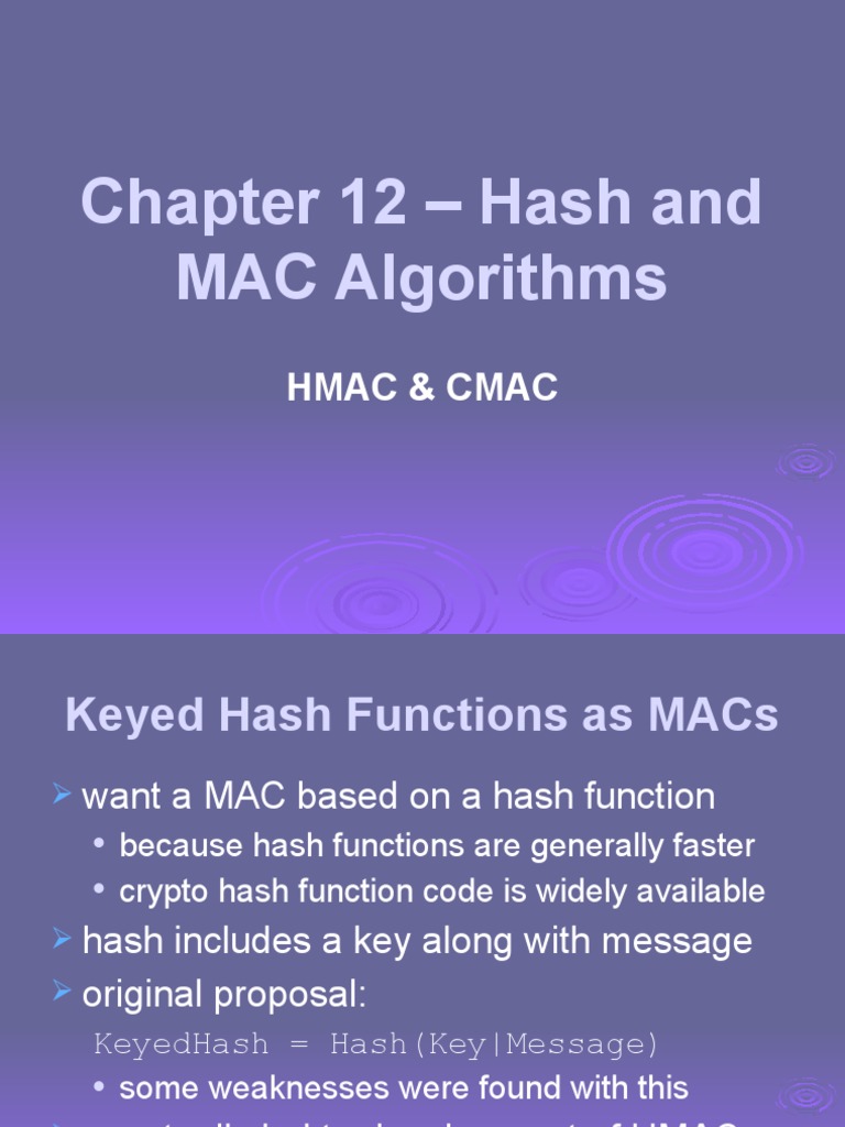 Chapter 12 - Hash and MAC Algorithms | PDF | Error Detection And ...