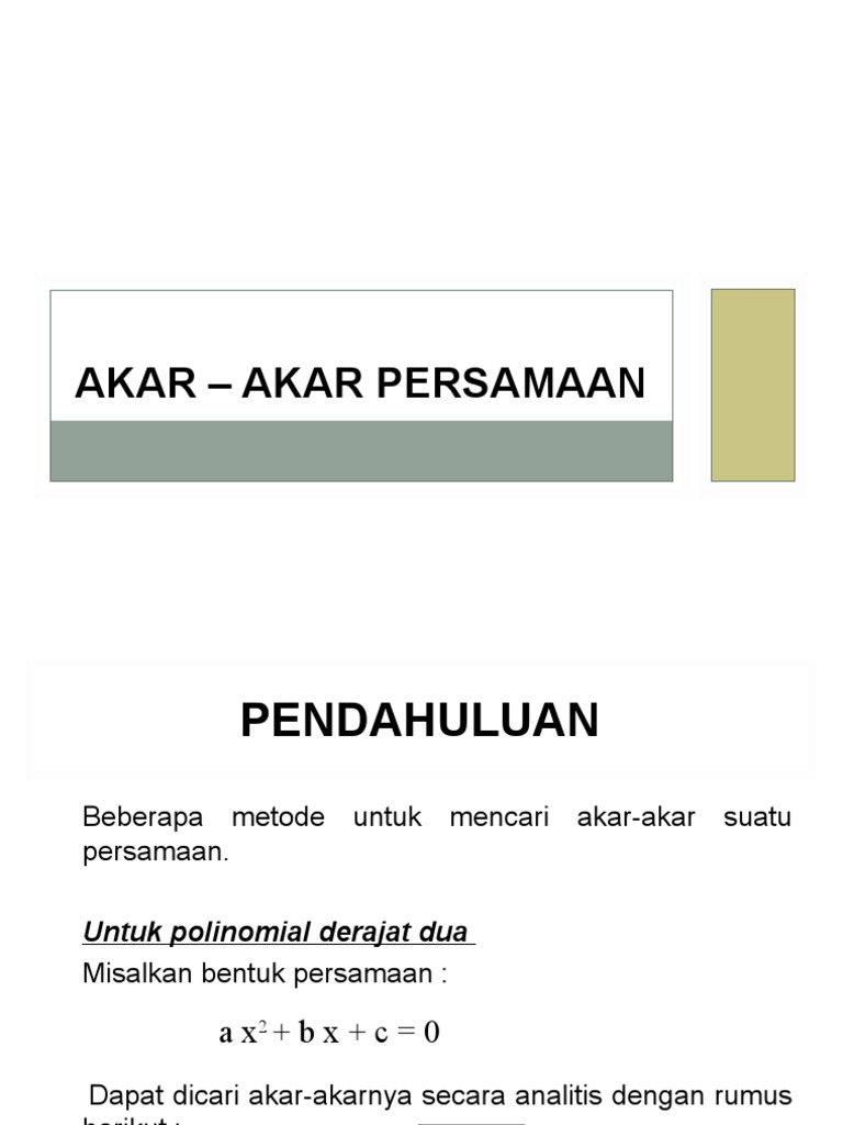 Metode Numerik Akar Persamaan | PDF