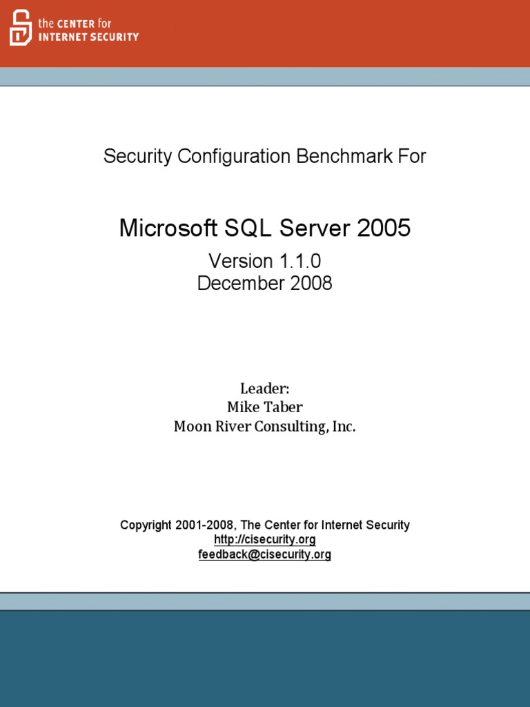 Microsoft SQL Server 2005: Security Configuration Benchmark For | PDF ...