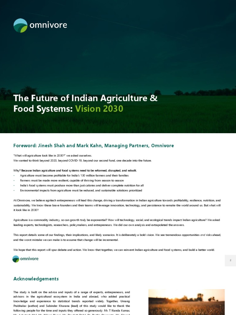The Future of Indian Agriculture & Food Systems:: Vision 2030 | PDF ...