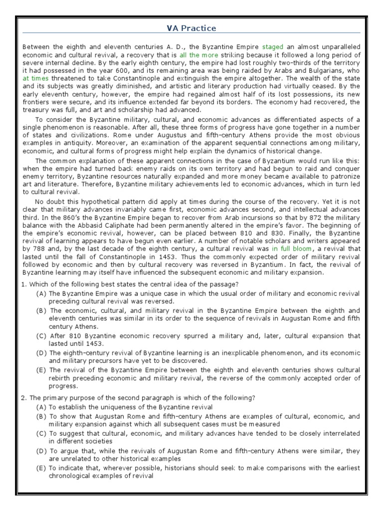 VA Practice: Staged All The More | PDF | Empire | Byzantine Empire