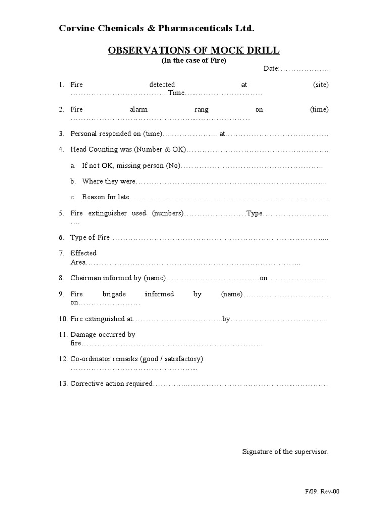 Observation of Mock Drill (Fire) | PDF