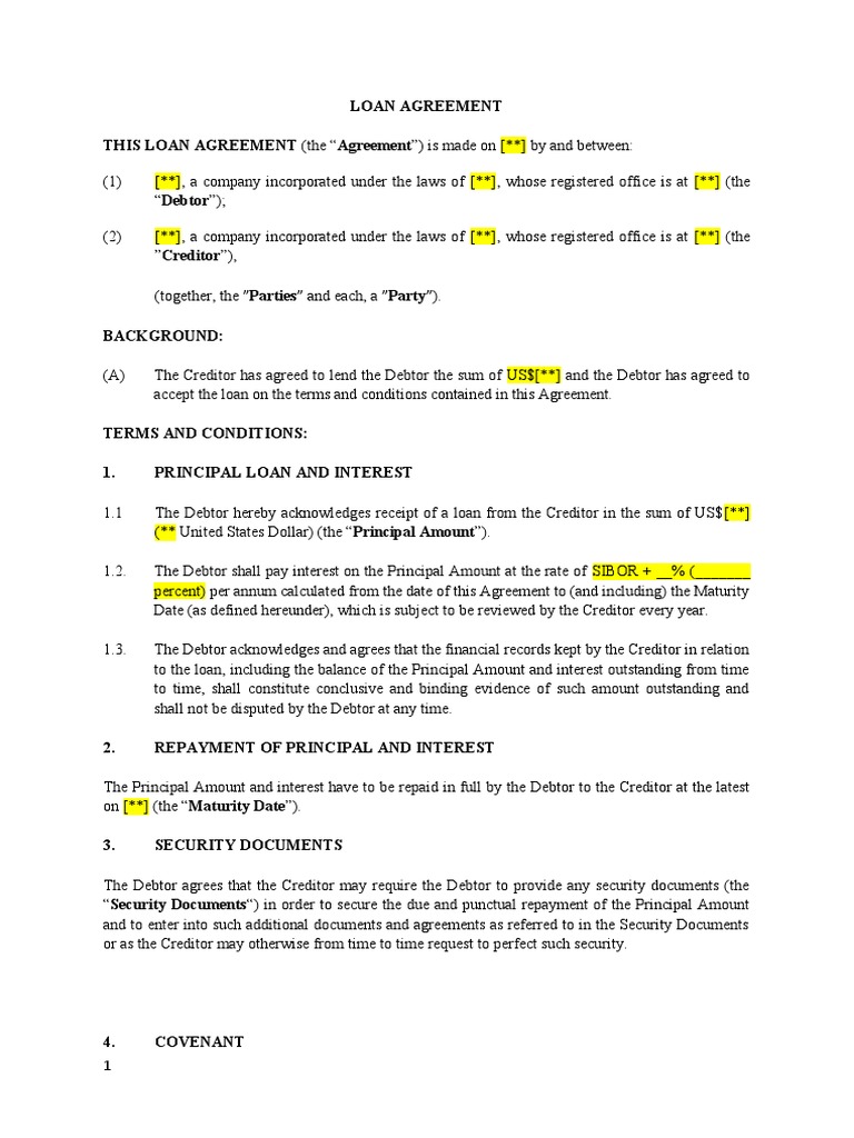 Contoh Loan Agreement Bahasa Inggris | PDF | Arbitration | Debtor