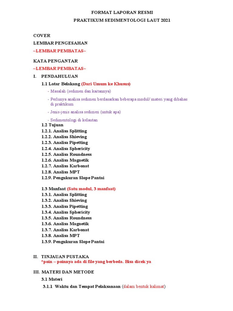 Format Lapres Sedimentologi 2021 | PDF