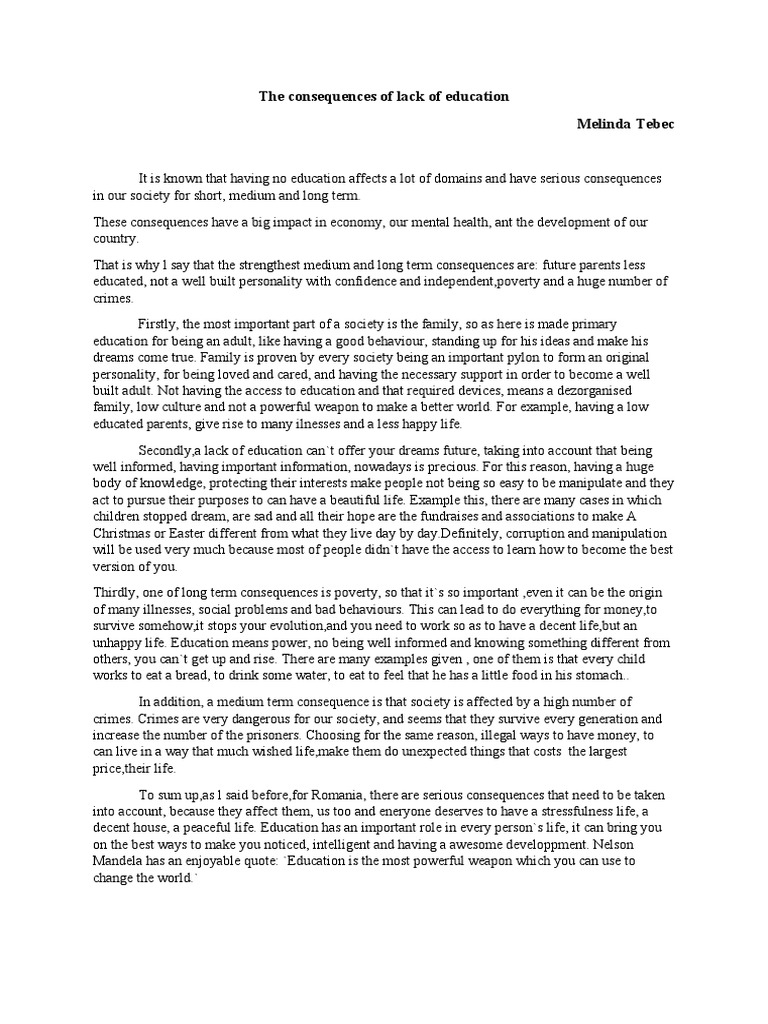 Lack of Education-Consequences. | PDF | Poverty | Poverty & Homelessness