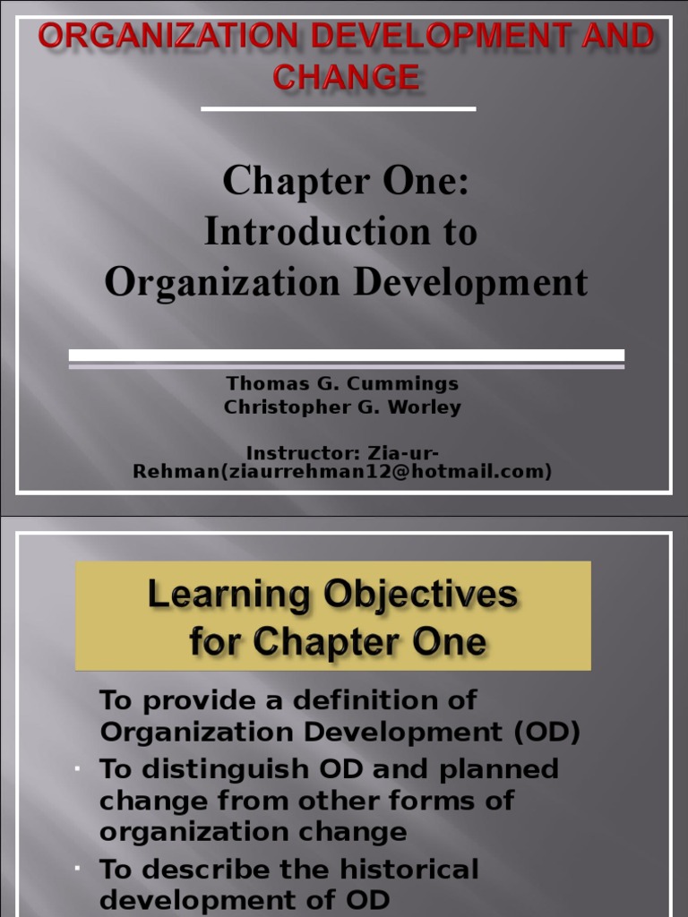 Chapter One: Introduction To Organization Development: Thomas G ...