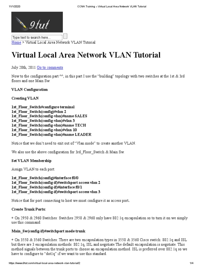 CCNA - CCNPTraining Virtual Local Area Network VLAN Tutorial 2 | Download Free PDF | Networking ...