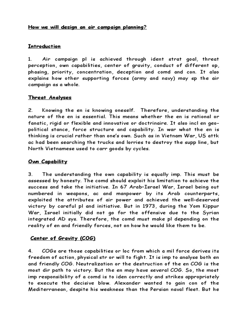 How We Will Design An Air Campaign Planning? | PDF | Air Supremacy ...