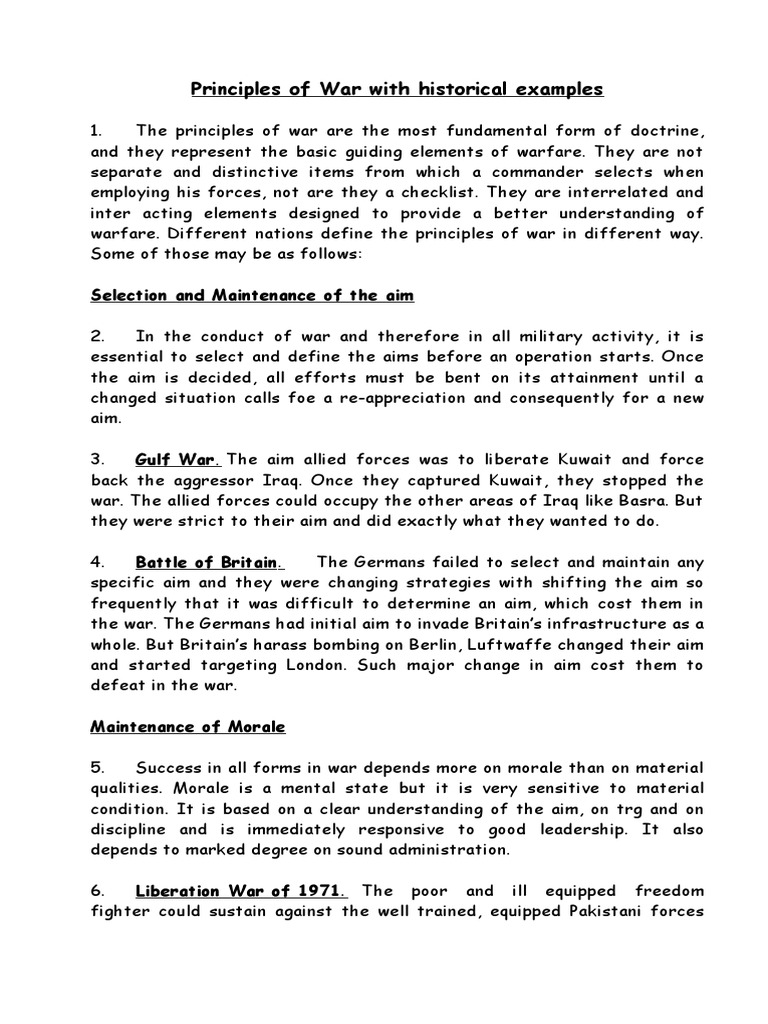 Principles of War: Historical Examples | PDF | Gulf War | World War II