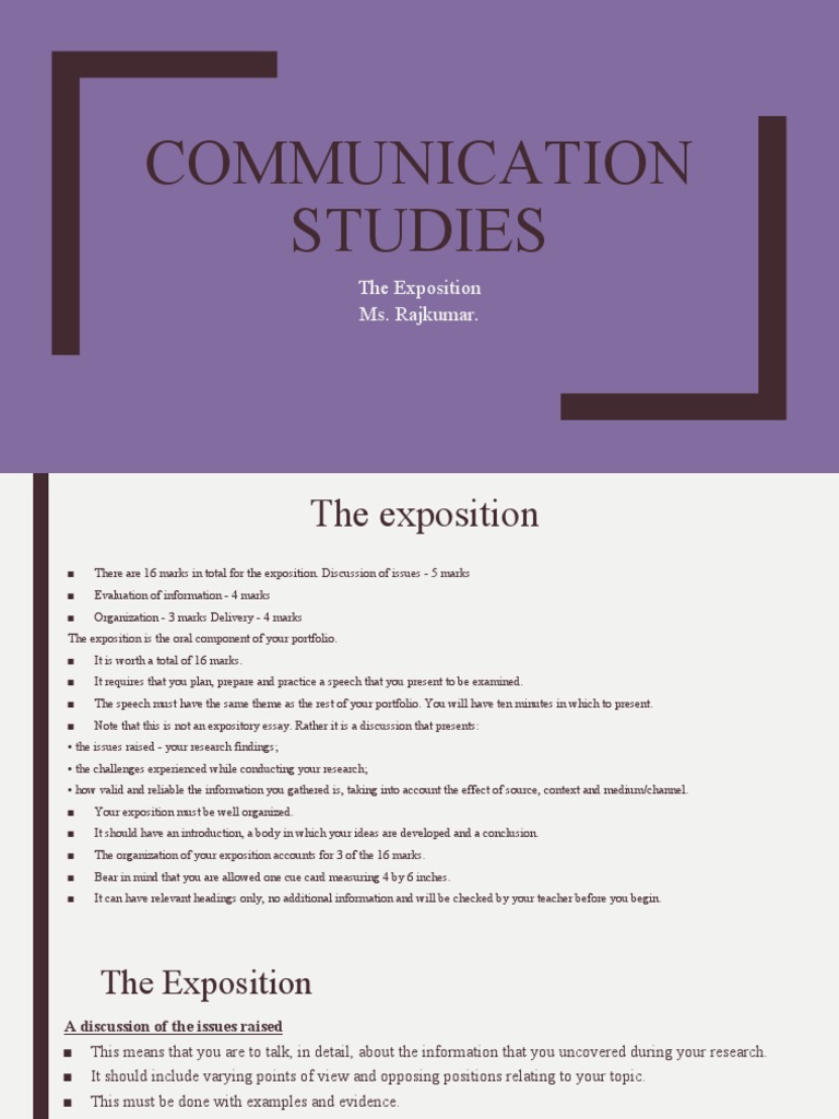 Exposition For Communication Studies IA | PDF | Question | Evaluation