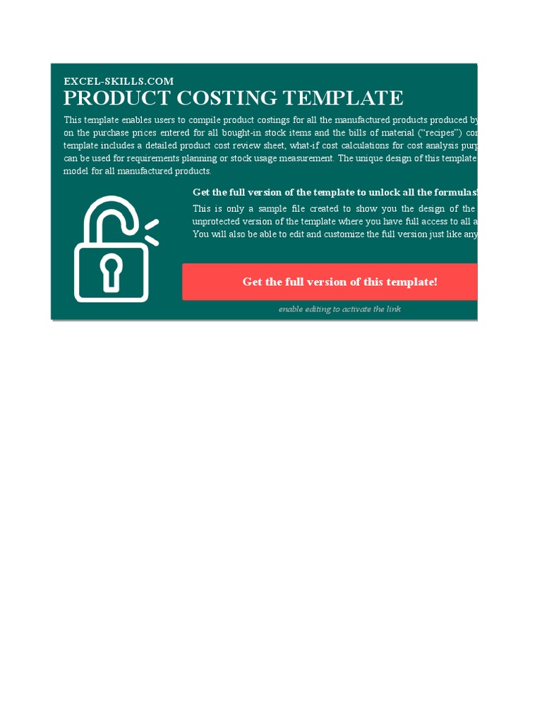 Costing Sample | PDF | Microsoft Excel | Cost