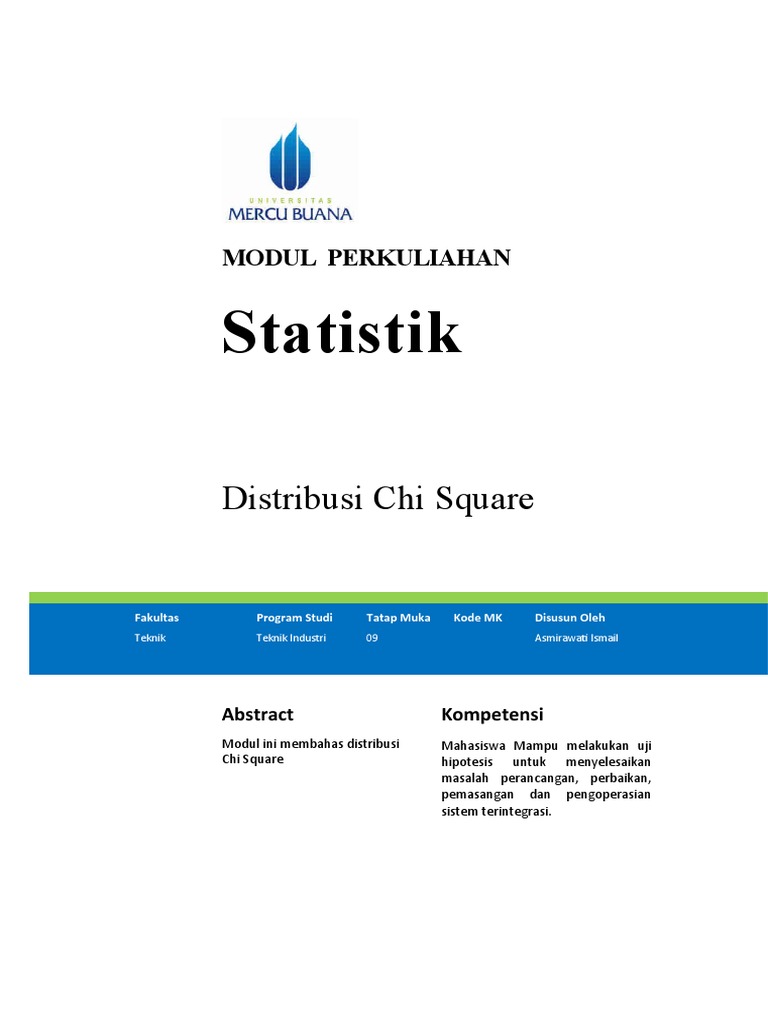 MODUL PENGUJIAN HIPOTESIS DENGAN UJI CHI SQUARE | PDF
