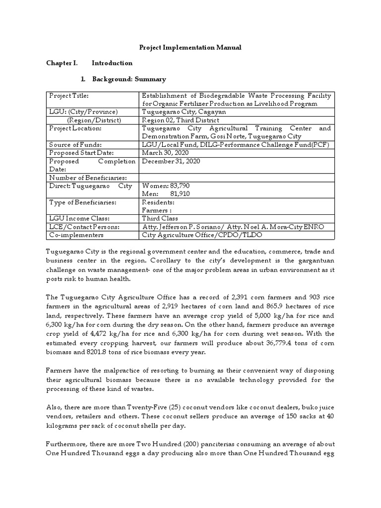 PCF Project Implementation | PDF | Biodegradation | Compost