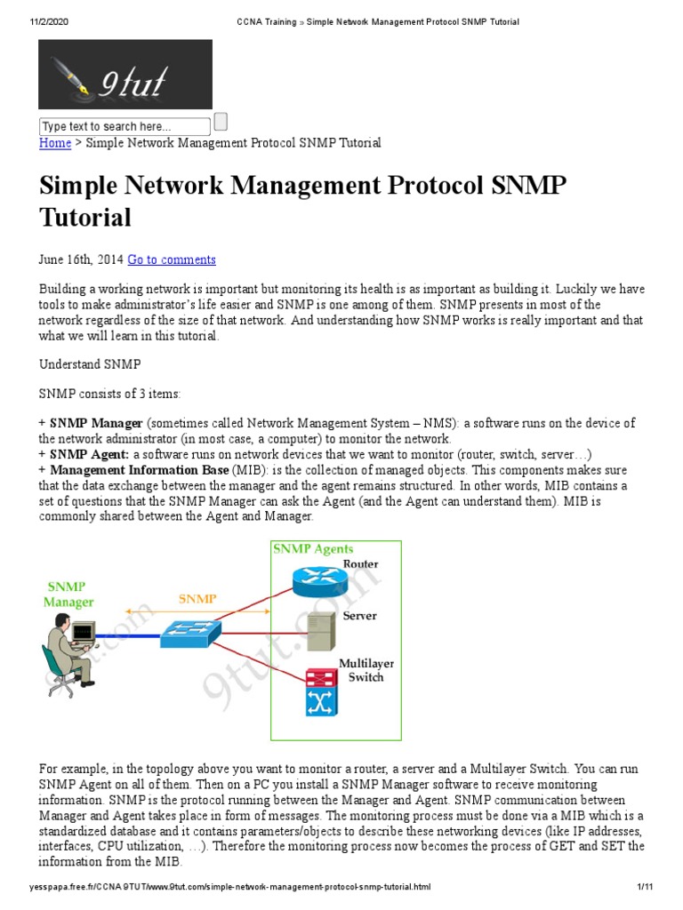 CCNA Training Simple Network Management Protocol SNMP Tutorial | PDF | Communication | Cyberspace