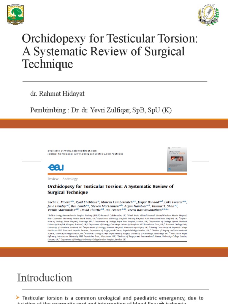 Orchidopexy For Testicular Torsion | PDF | Testicle | Surgery
