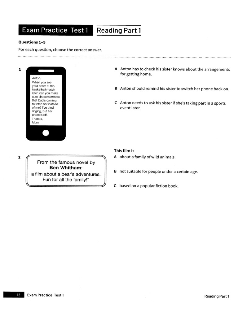 1 Read Pet Exam Practice | PDF