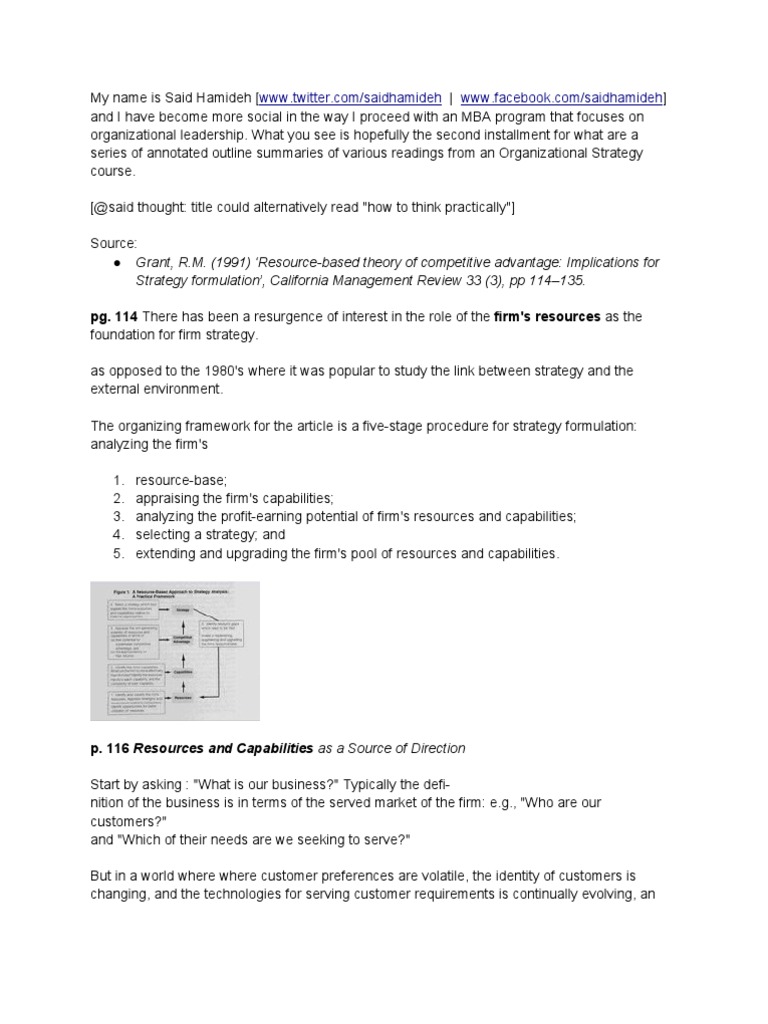 Academic Tweetcast - Resource-Based Theory of Competitive Advantage ...