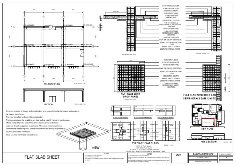 Flat Slab Sheet: Enlarge Plan | PDF | Column | Building Technology